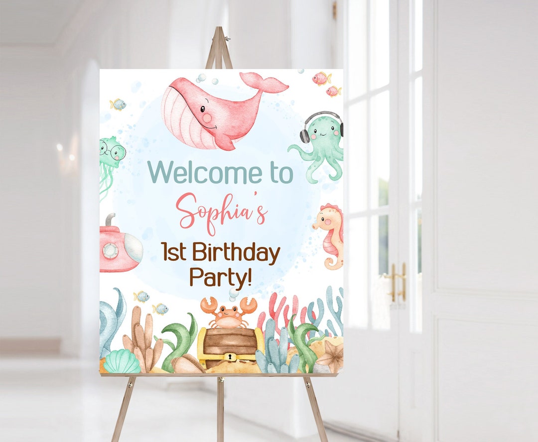 Girl Under the Sea Welcome Sign, Instant Download, Ocean Birthday ...