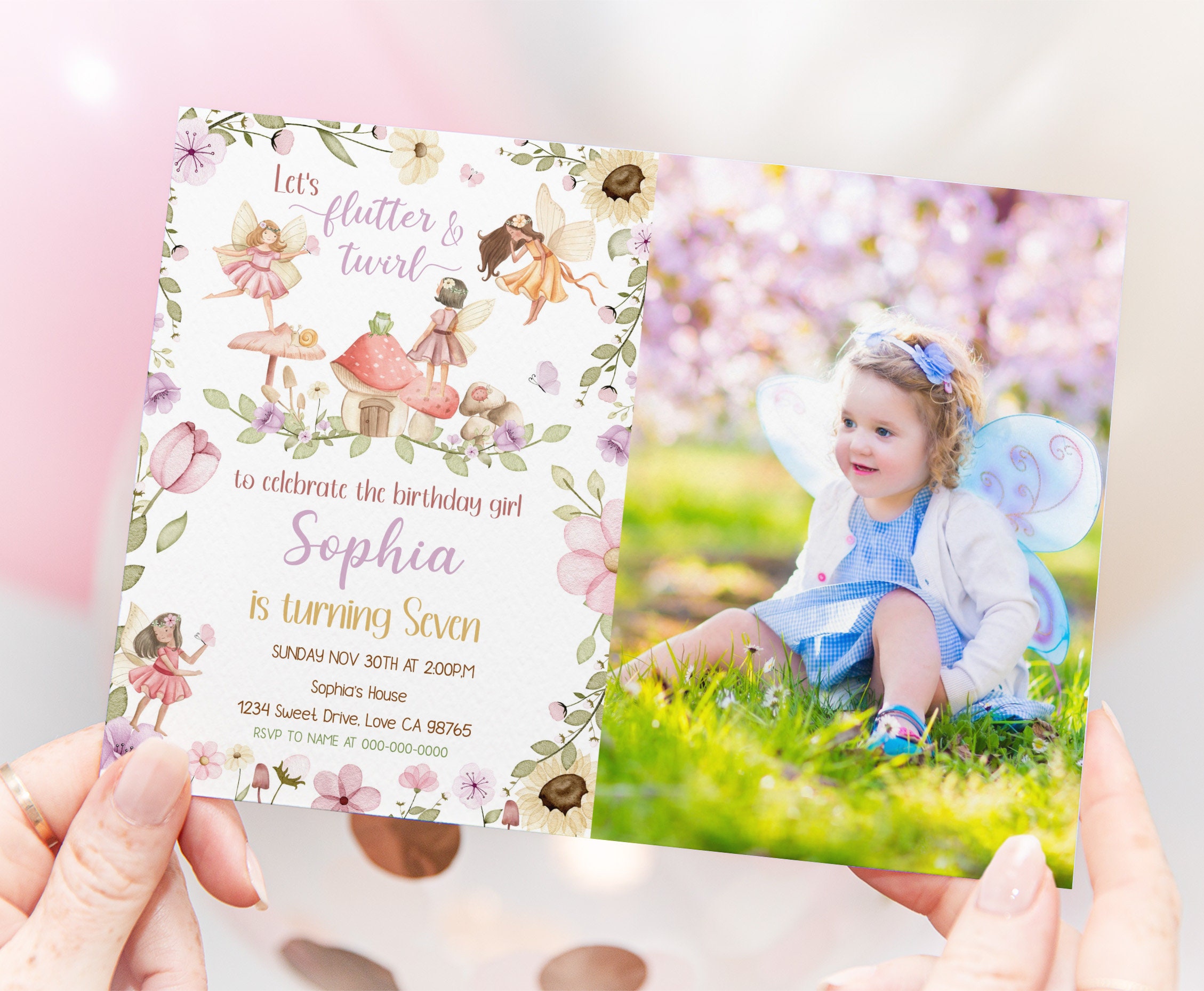 Fairy Photo Invitation, Instant Download, EDITABLE Fairy Garden ...
