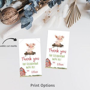 Pig Thank You Tag, Editable Farm Thank You Tags, Farm Animals Birthday ...