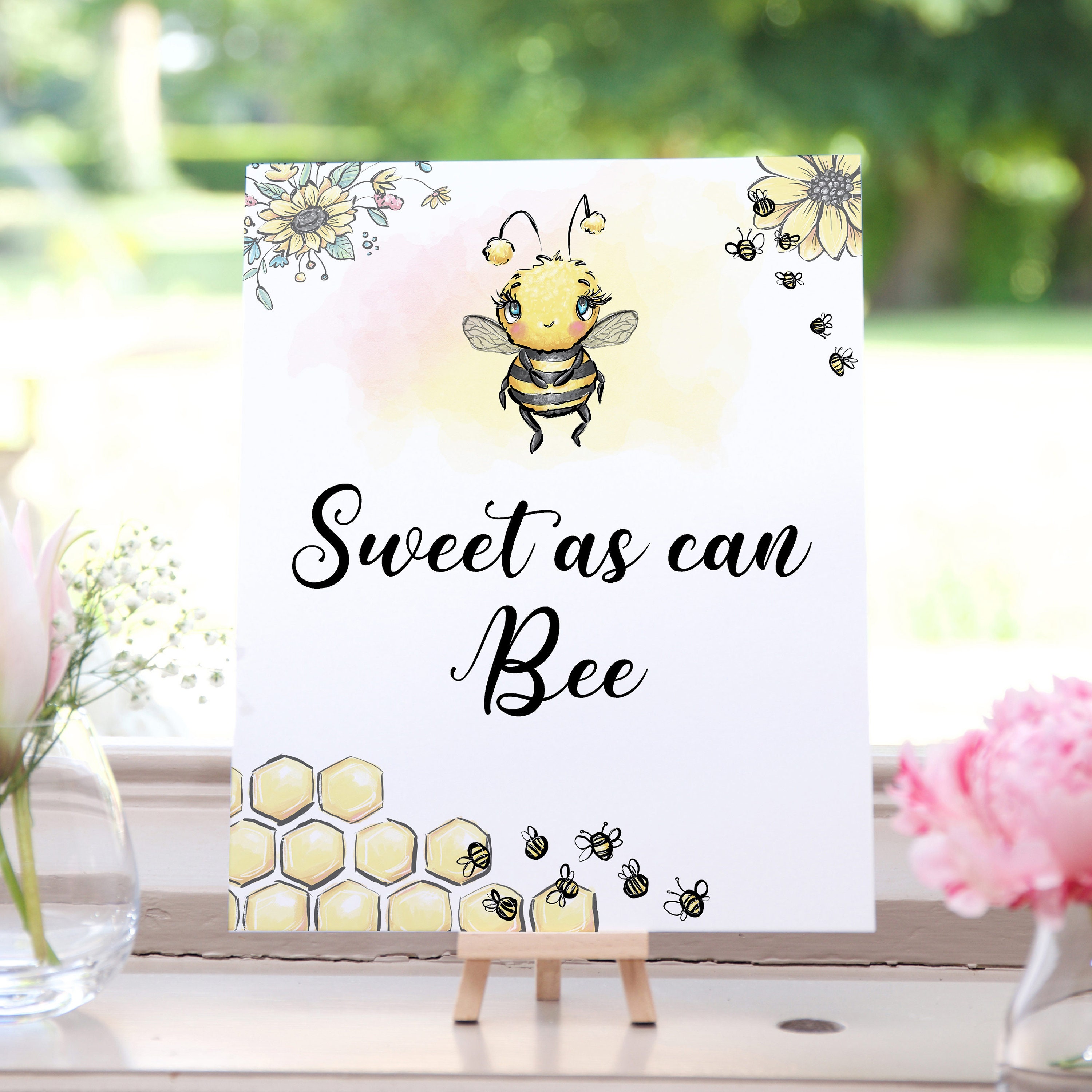 Sweet as Can Bee Sign, Bee Party Decorations Girl, Bumble Bee Birthday ...