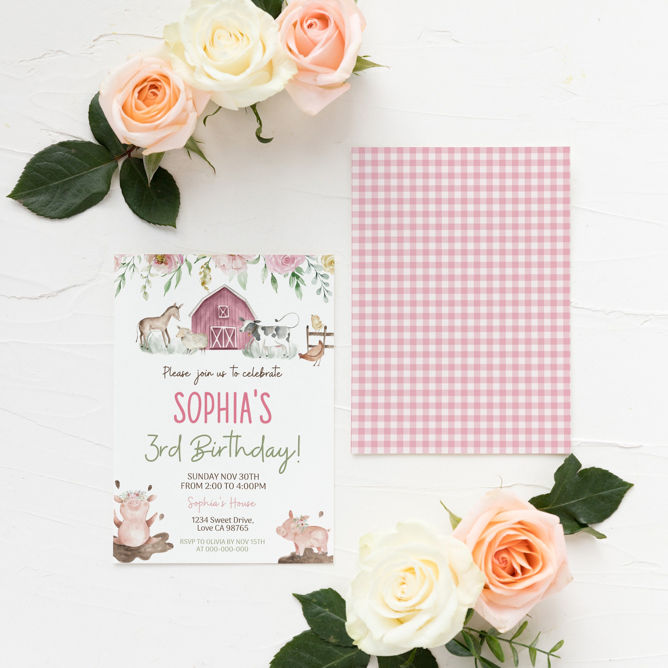 Farm birthday invitation girl Instant download EDITABLE | Etsy