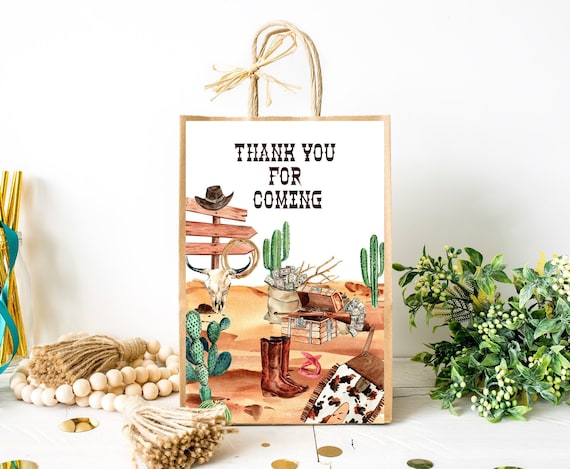Cowboy Bags Label, Rodeo Gift Bags, Wild west birthday decorations ...