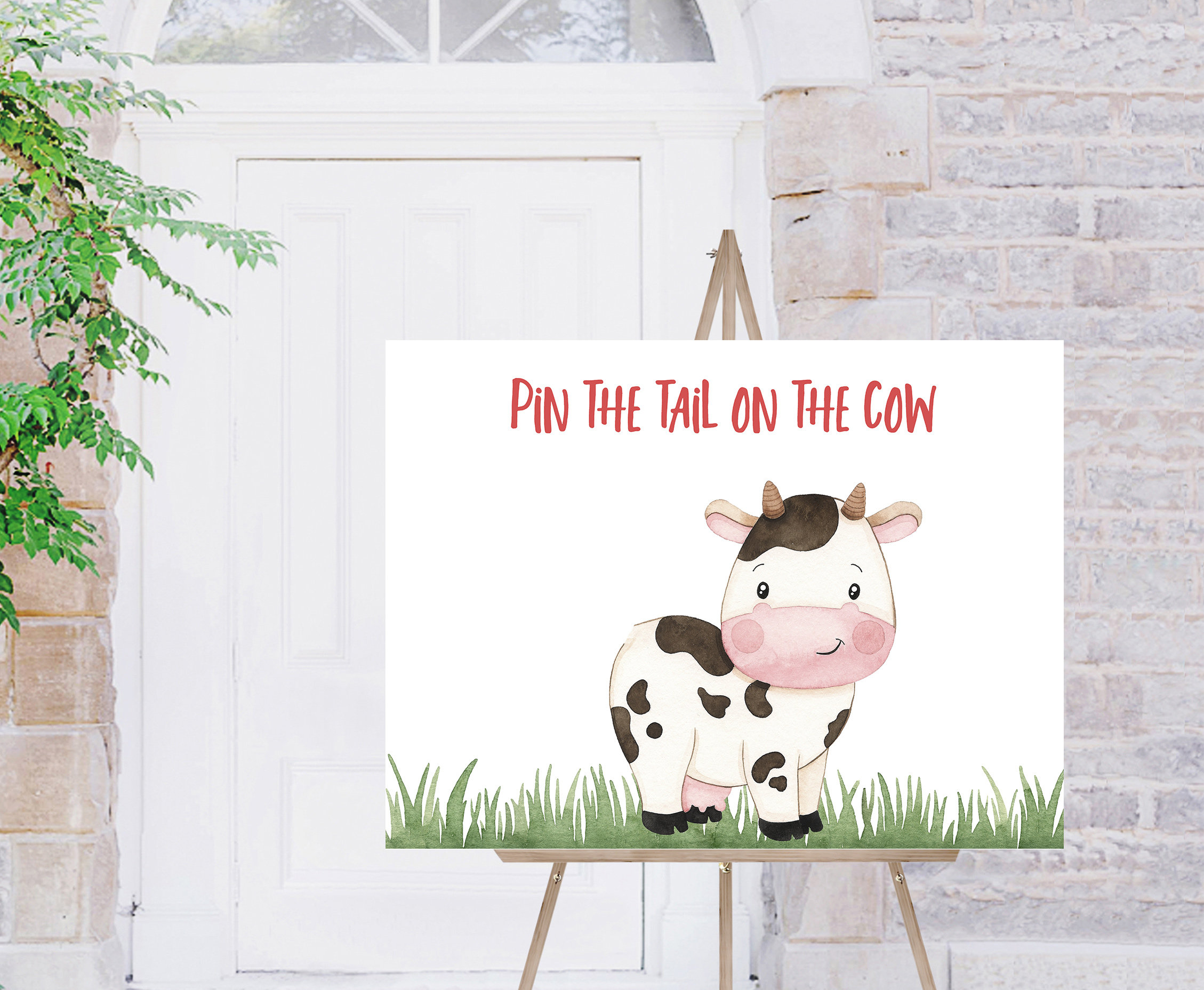 Pin the Tail on the Cow, Instant Download, Farm Birthday Decorations ...