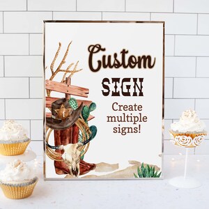 Rodeo Custom Sign, Editable Table Sign, Instant Download, Cowboy ...