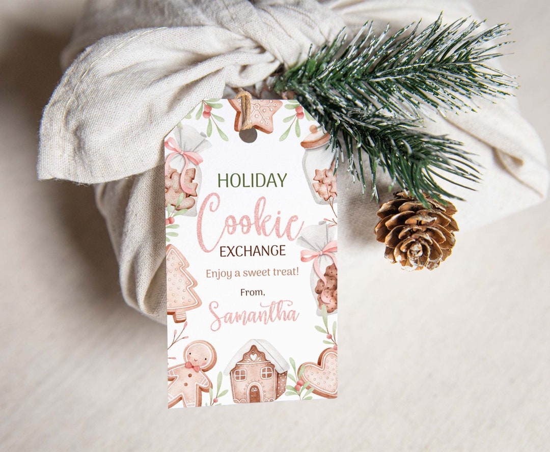 Editable Cookie Exchange Tag, Christmas Cookie Tag, Holiday Gift Tag ...