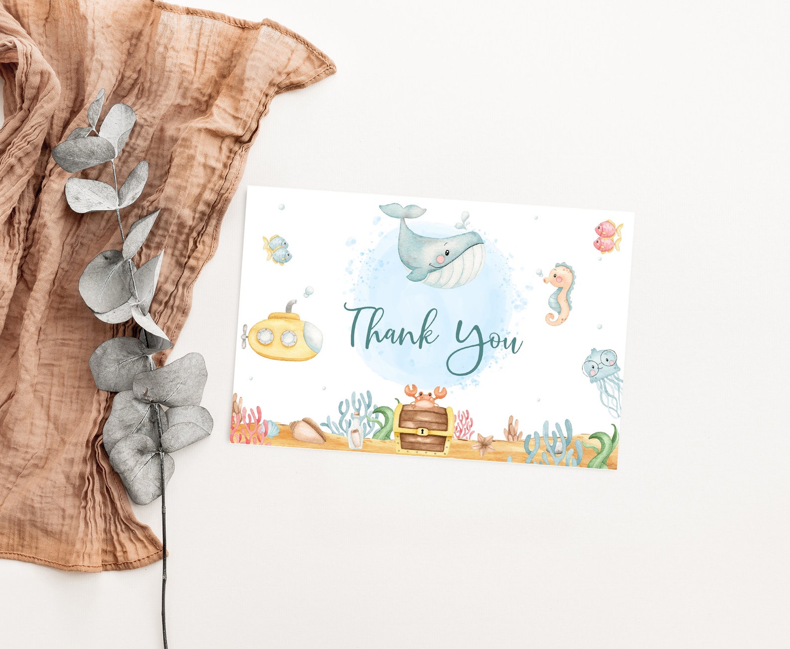 Under the Sea Thank You Cards Digital Download Flat 4x6 Card - Etsy