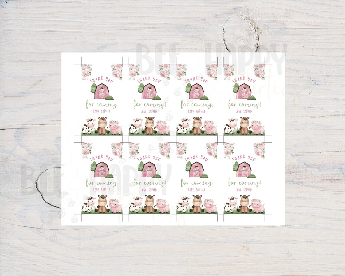 Girl Farm Favor Tag Farm Thank You Tags Floral Farm Birthday - Etsy