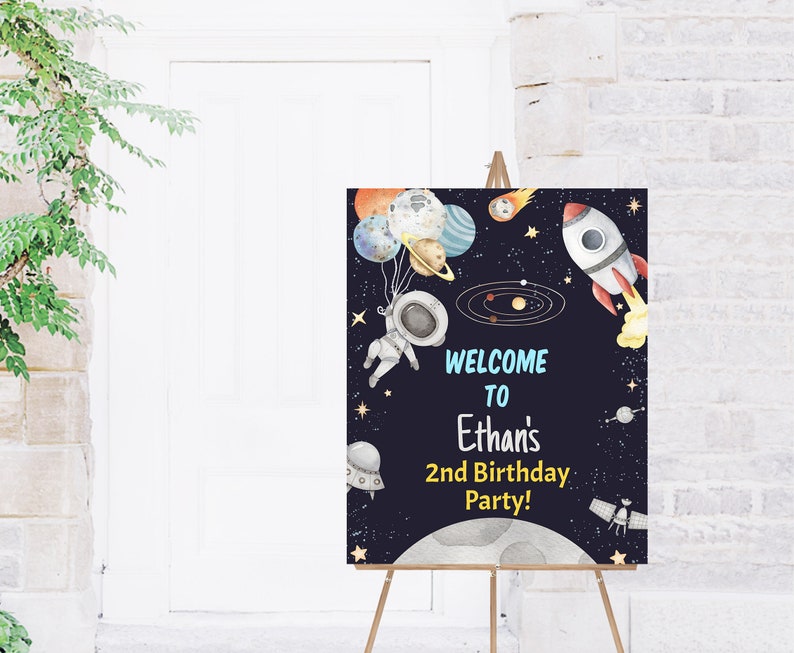Space Welcome Sign Instant download Outer Space birthday | Etsy