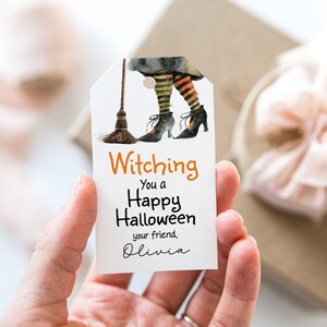 Editable Witching You a Happy Halloween Tags, Happy Halloween Gift Tags ...