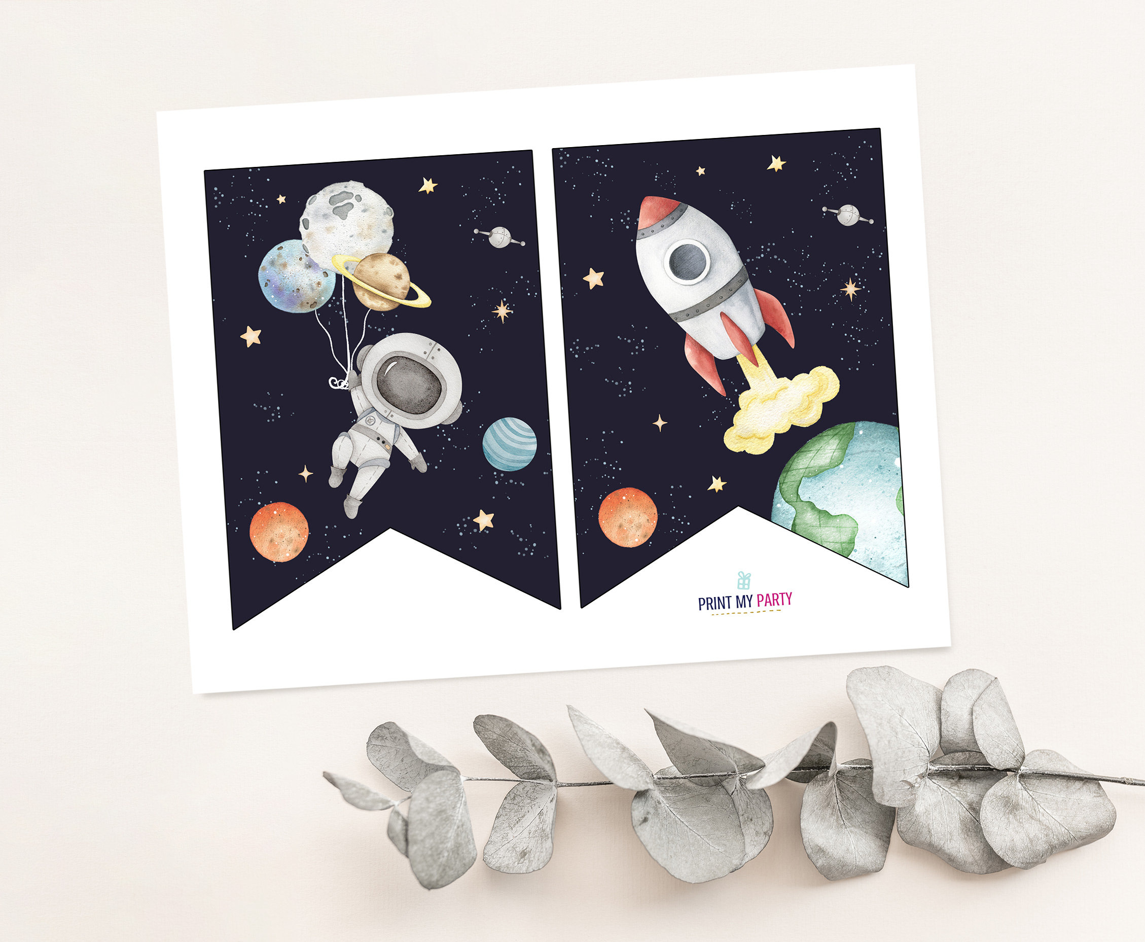 Space Happy Birthday Banner, Astronaut Birthday Decorations, Outer ...
