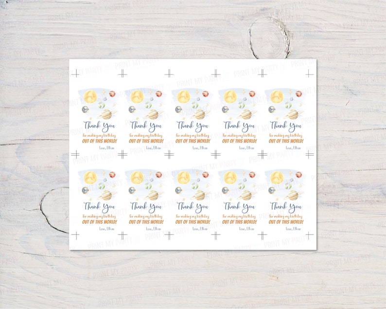 Space Thank You Tags Outer Space Birthday Decorations - Etsy
