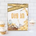 Construction Party Sign, Dig in Sign, Construction Table Sign Printable ...