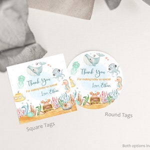 Editable Under the Sea Tags, Ocean Birthday Decorations, Thank You Tags ...