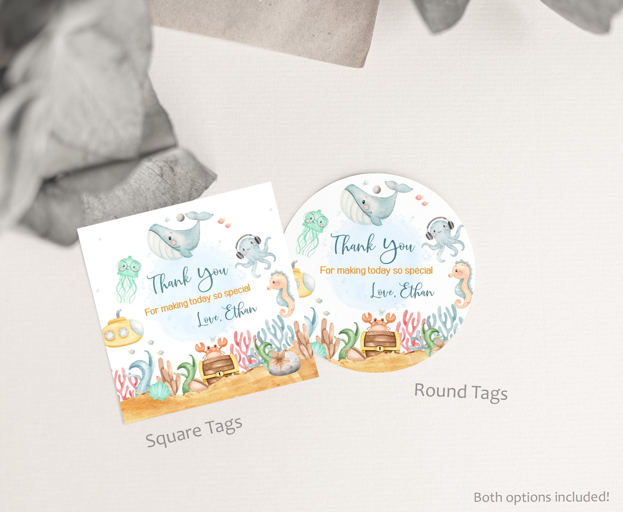 Editable Under the Sea Tags, Ocean Birthday Decorations, Thank You Tags ...