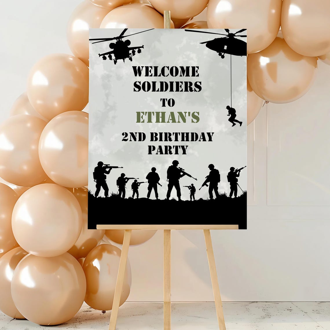 Editable Army Welcome Sign, Military Birthday Decor, Soldier Party Sign ...