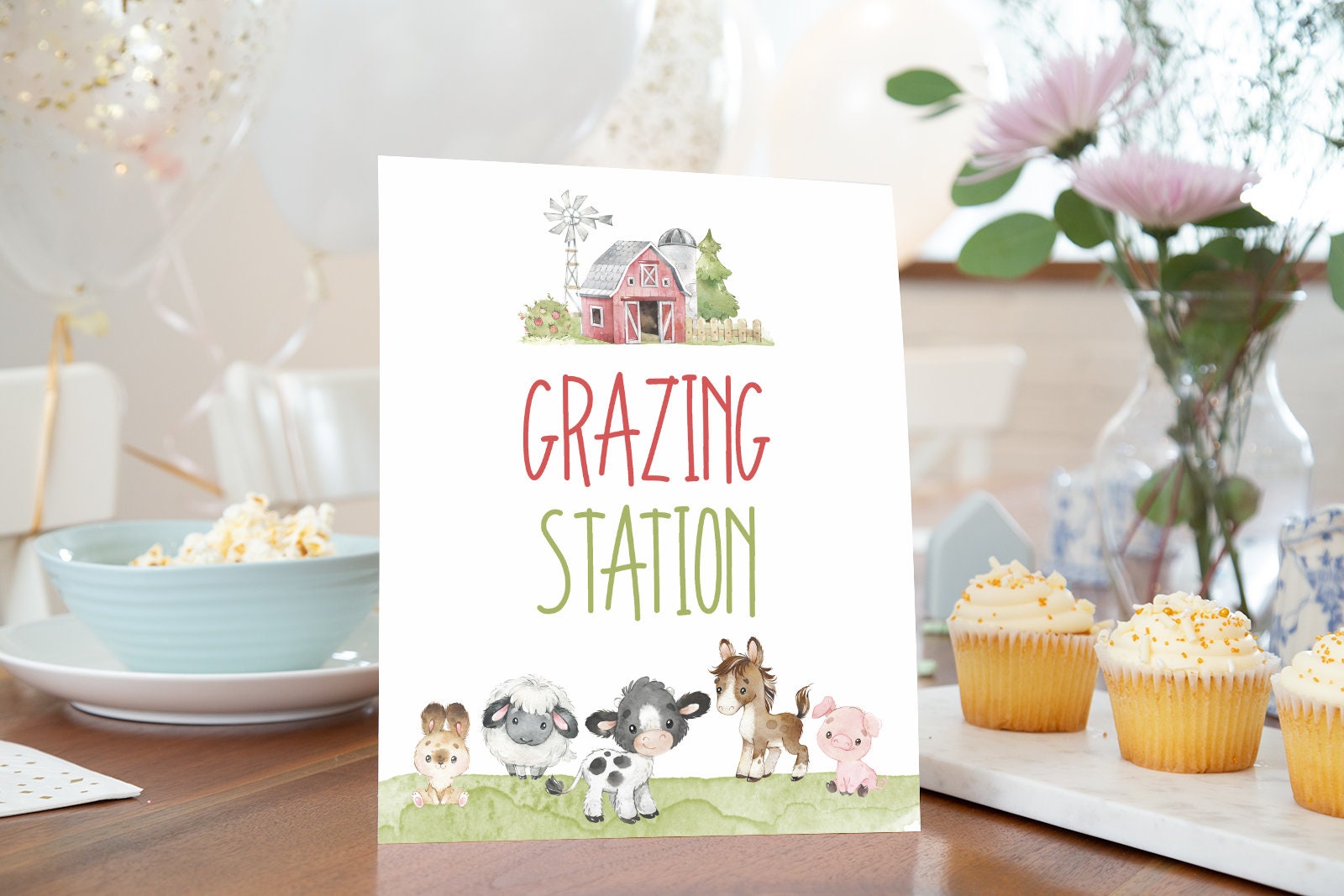 Grazing Station sign Farm birthday food table signs Farm | Etsy