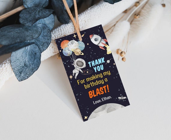 Outer Space Thank You Tags, Editable Space favor Tags, Space Birthday ...