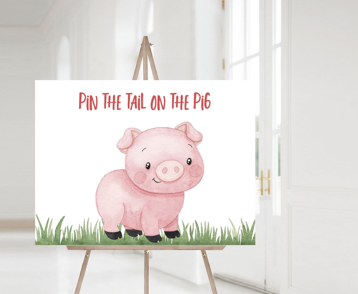 Pin the Tail on the Pig, Instant Download, Farm Birthday Decorations ...