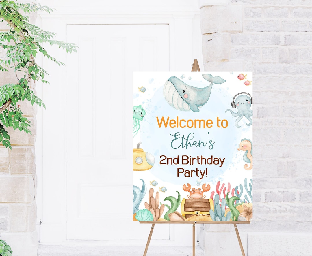Under the Sea Welcome Sign, Instant Download, Ocean Birthday ...
