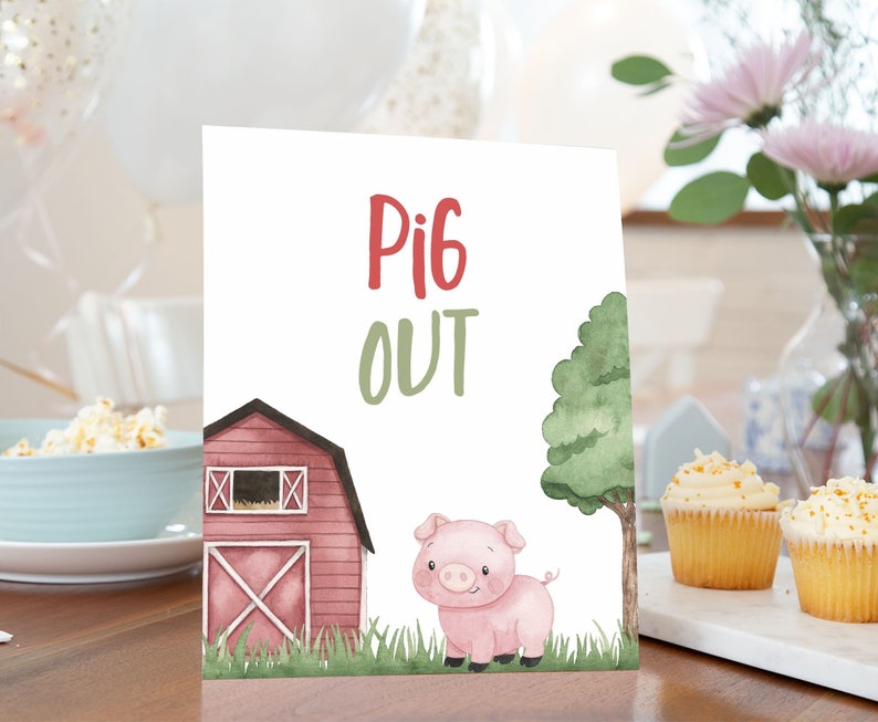 Pig Out Sign Farm Pig Sign Farm Animals Birthday Decoration - Etsy
