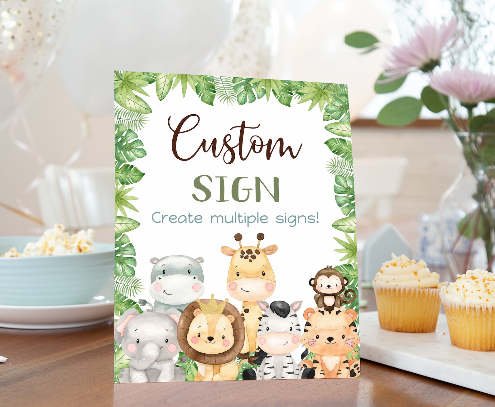 Safari Custom Sign, Editable Safari Table Sign, Instant Download ...