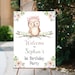 EDITABLE Owl First Birthday Welcome Sign Girl Birthday Party - Etsy