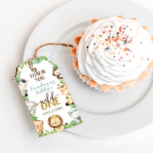 Wild One Favor Tags, Jungle Birthday Decorations, Safari Thank You Tags ...