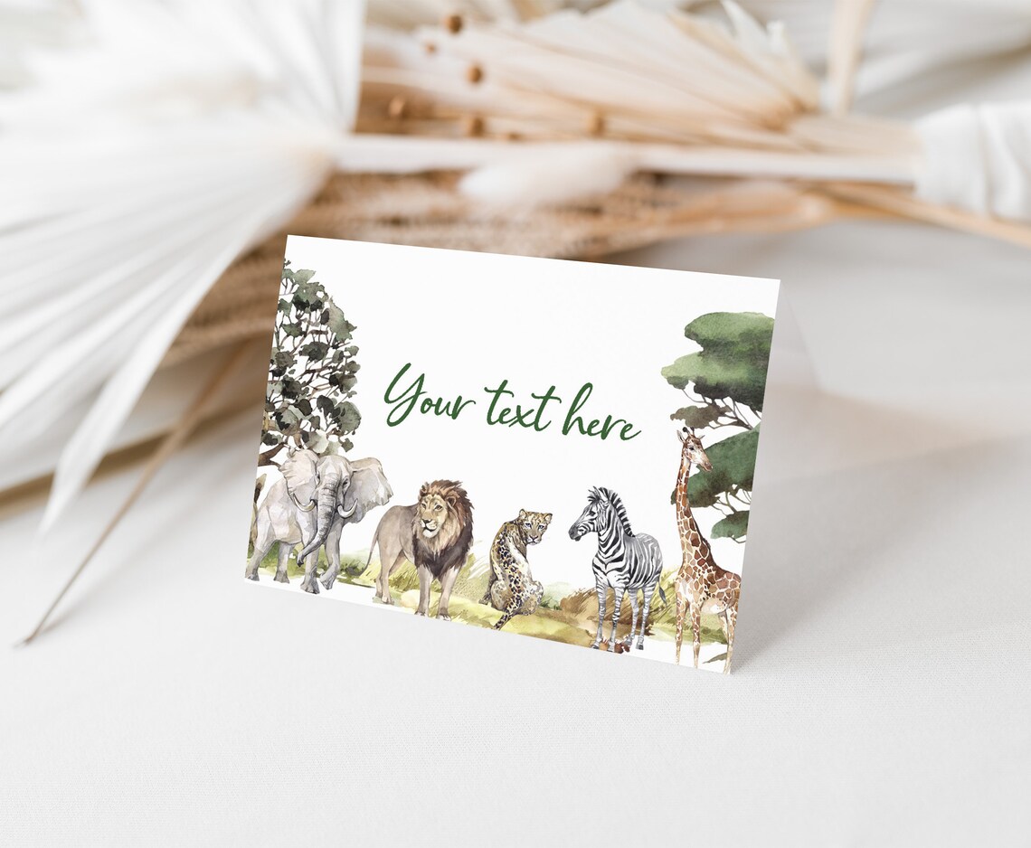 Safari Place Cards Jungle Birthday Decorations Safari Baby - Etsy