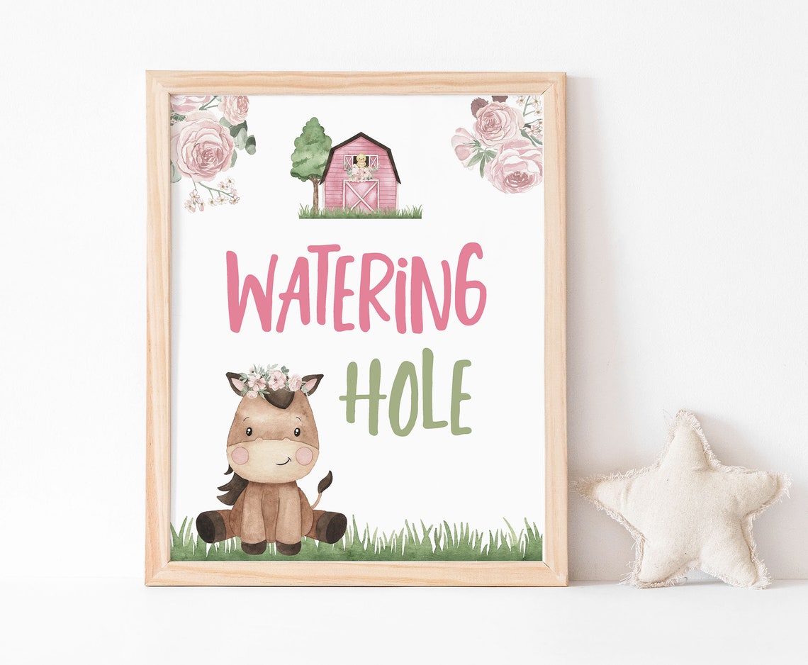 Watering Hole Sign Horse Party Sign Drinks Table Signs Girl - Etsy
