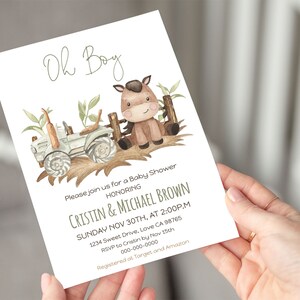 Horse Baby Shower Invitation, Oh Boy Shower Invite, Editable Baby ...