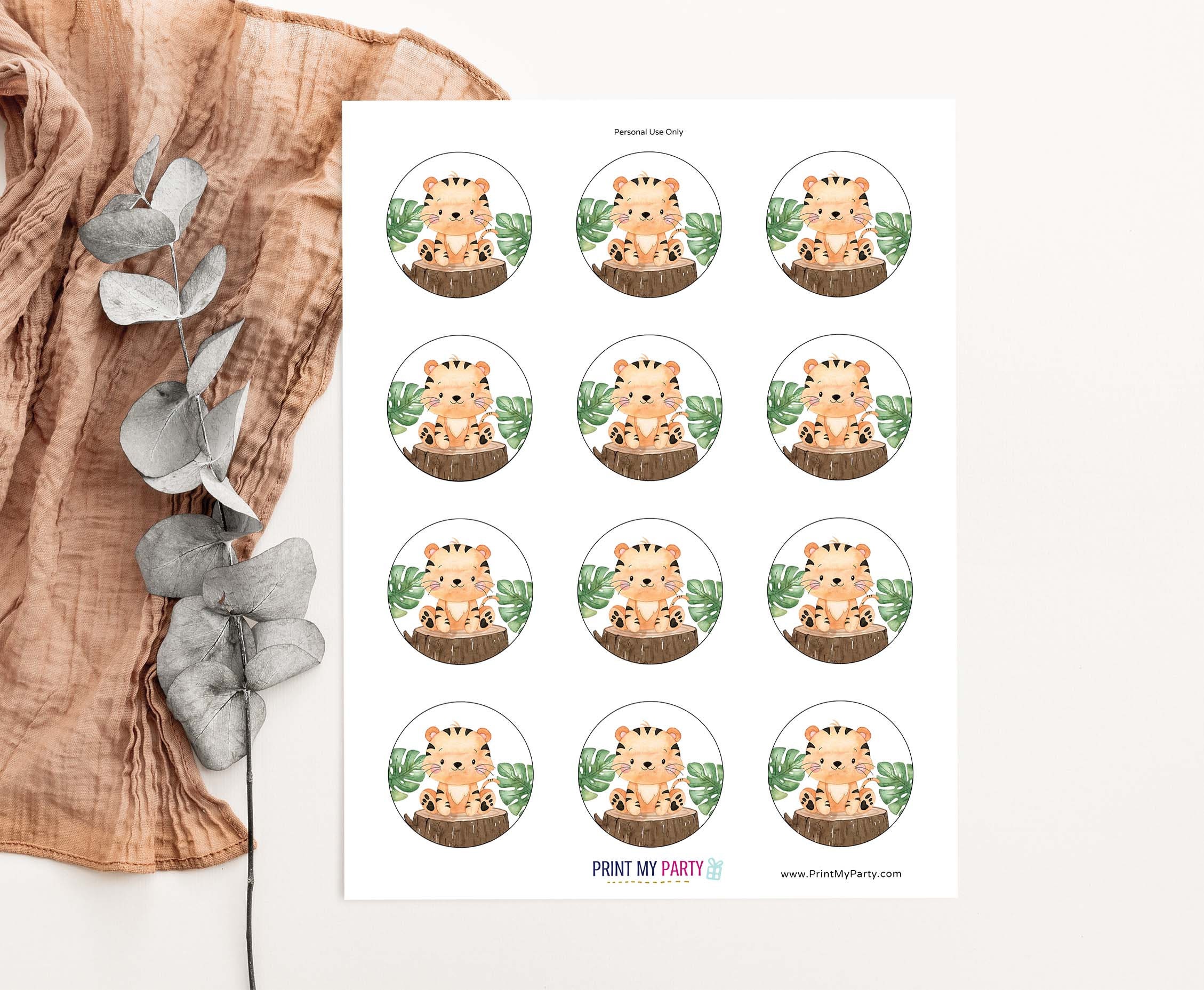 Tiger Cupcake Toppers, Jungle Birthday Decorations, Safari Baby Shower ...