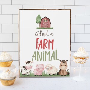 Adopt a Farm Animal Sign, Farm Table Signs, Farm Party Decor, Boy ...