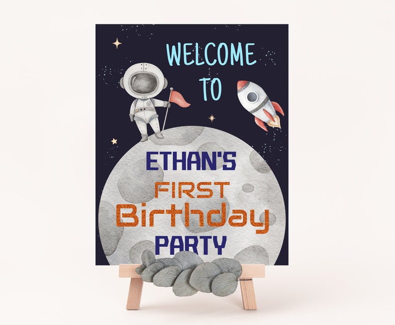 Space Welcome Sign Instant Download Astronaut Birthday - Etsy