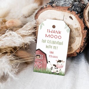 Cow Thank You Tags, Editable Farm Favor Tags, Cow Birthday Decorations ...