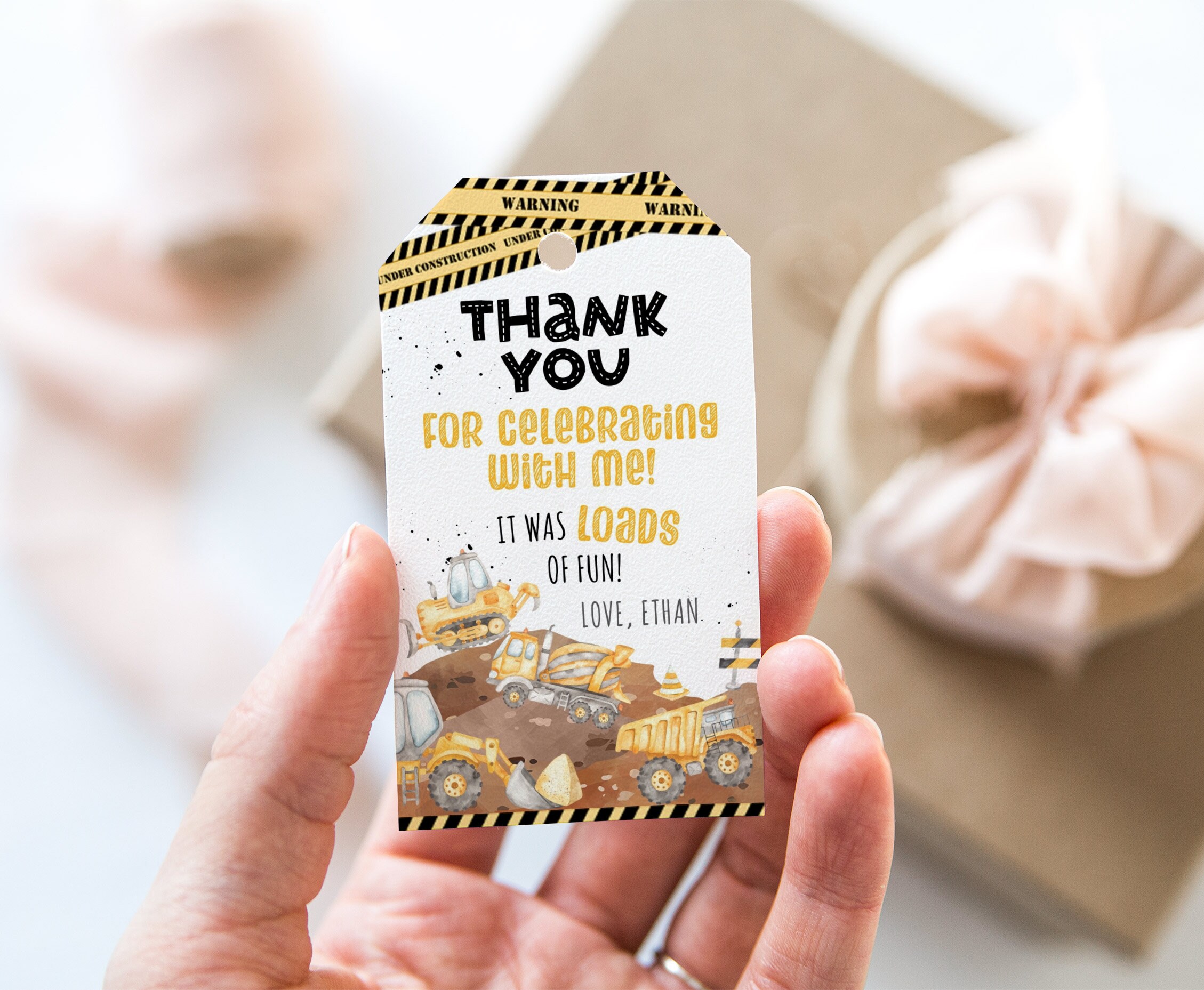 Construction favor Tags Construction Birthday Decorations | Etsy