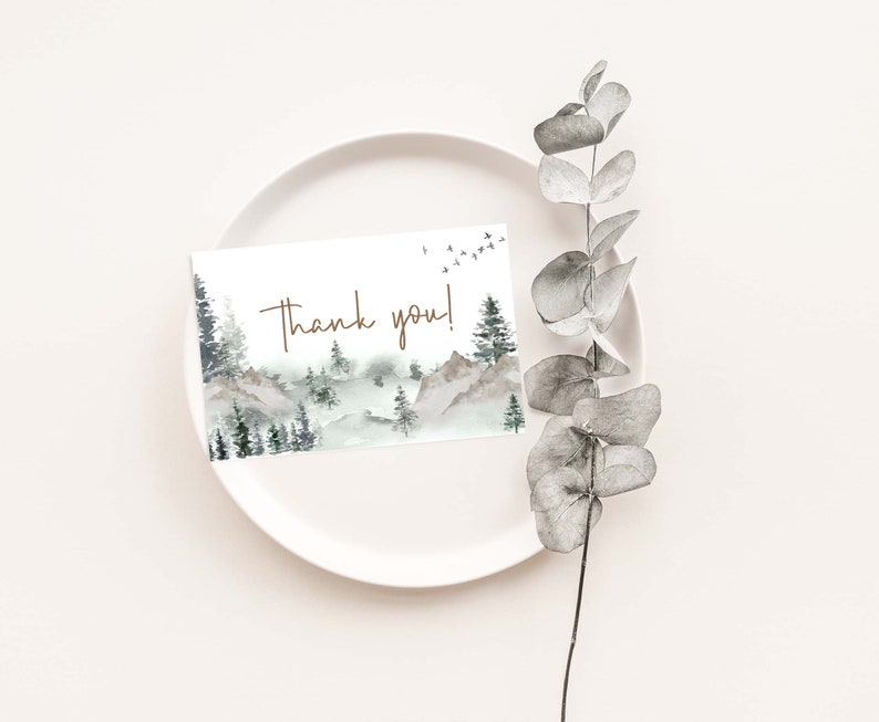Woodland Thank You Cards Forest Thank You Note Digital - Etsy