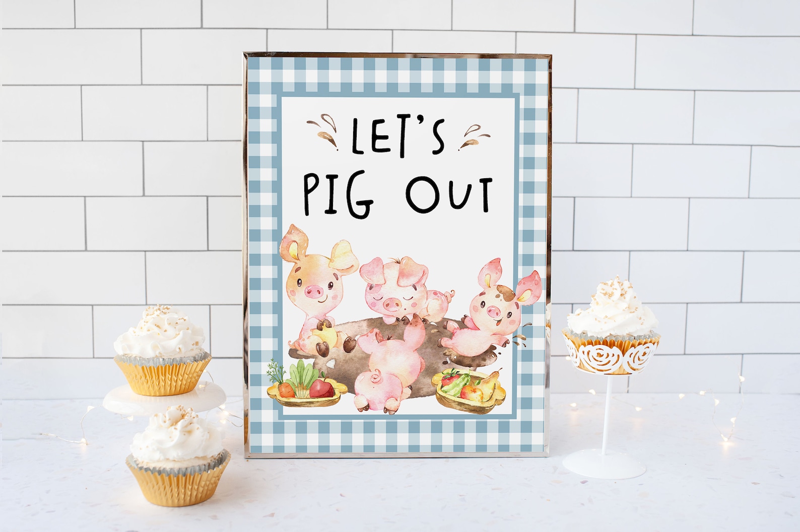 Farm Let's Pig Out Sign Farm Party Sign Printables Baby - Etsy
