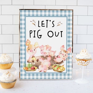 Farm Let's Pig Out Sign Farm Party Sign Printables Baby - Etsy