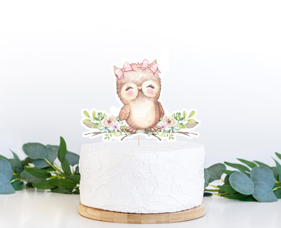 Girl Owl Cake Topper, Owl Centerpiece, Owl Themed Birthday Party Table ...