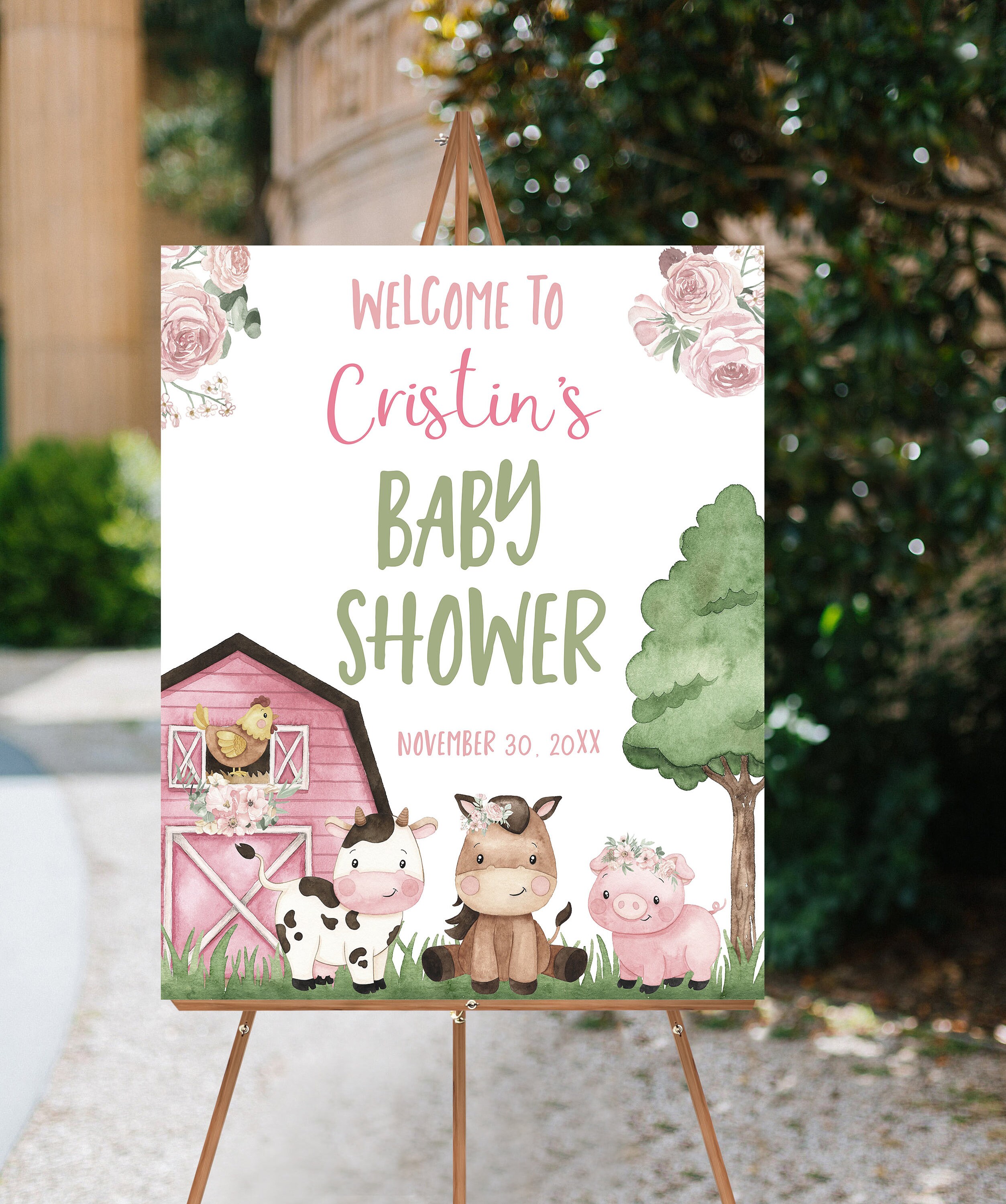 Farm Baby Shower Welcome Sign Girl Instant Download Floral - Etsy