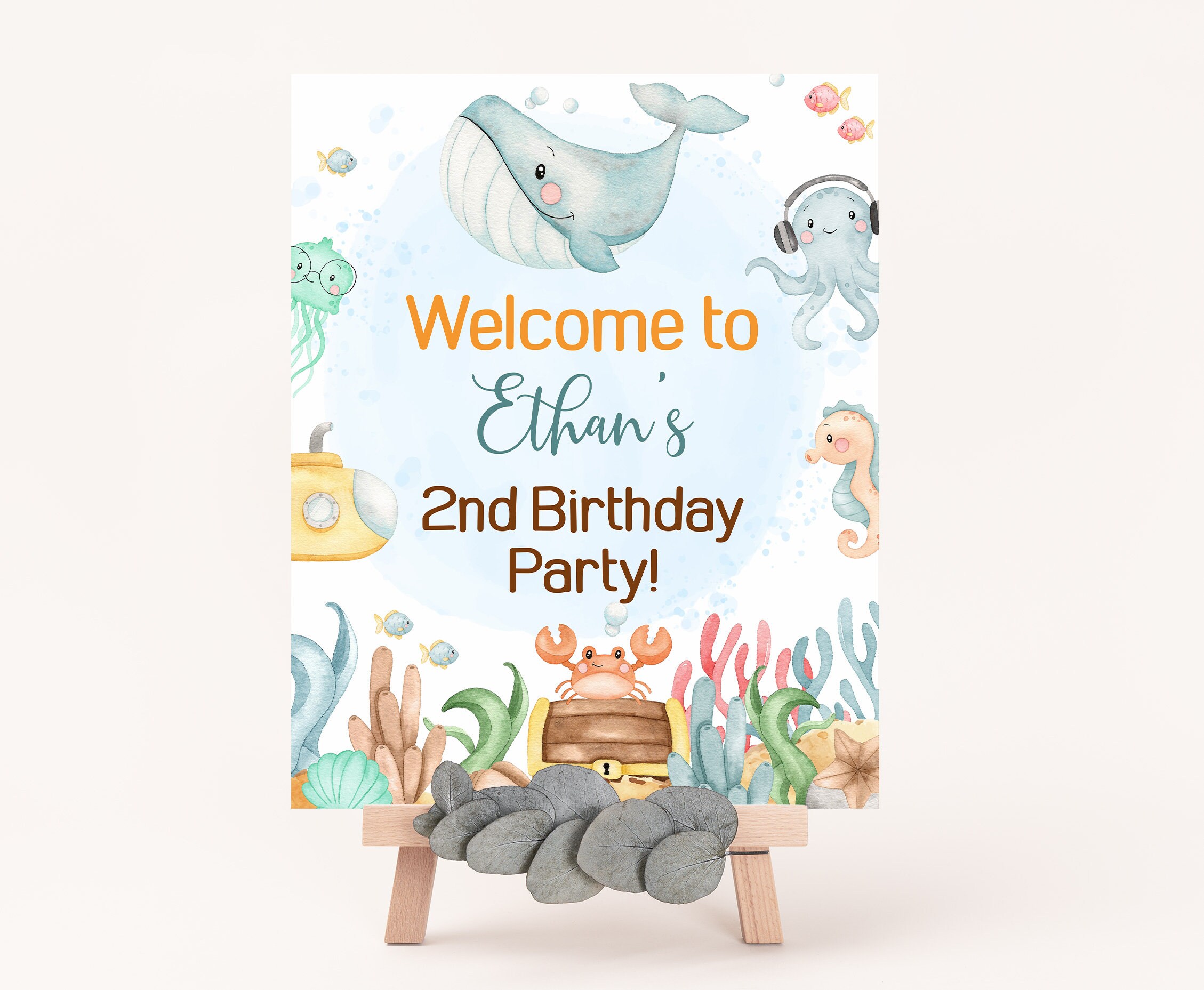 Under the Sea Welcome Sign, Instant Download, Ocean Birthday ...