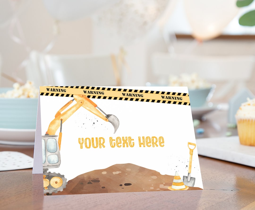 Construction Place Cards, Construction Birthday Decorations ...