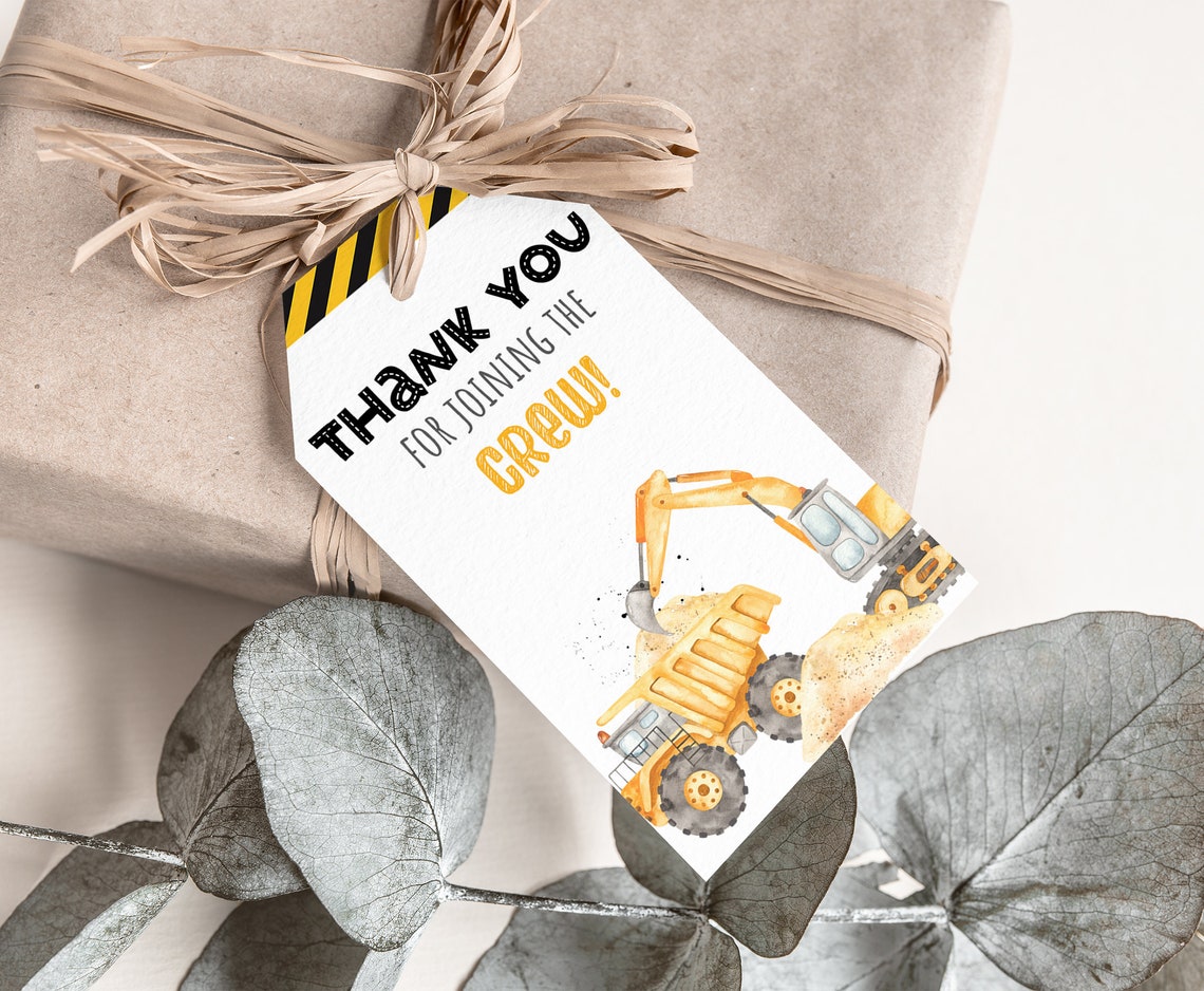 Construction Thank You Tags Construction Favor Tags Dump - Etsy