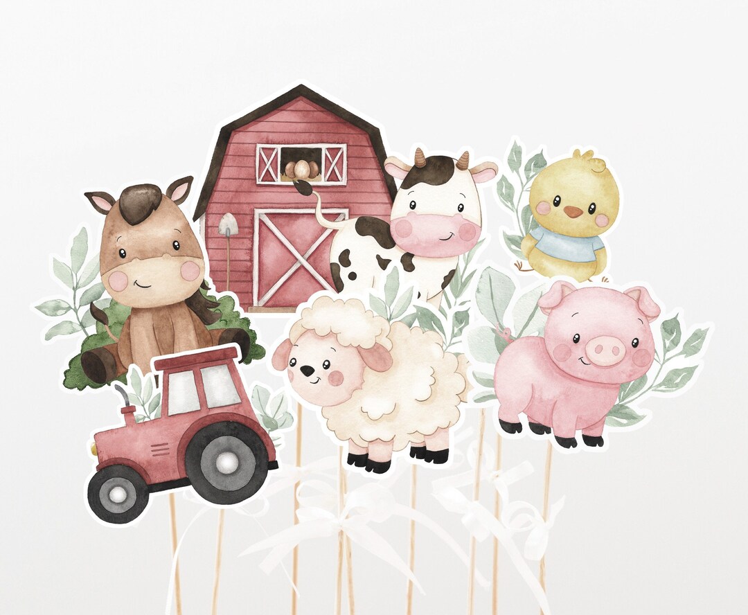 Farm Centerpieces, Farm Party Table Decor, Farm Birthday Cake Topper ...