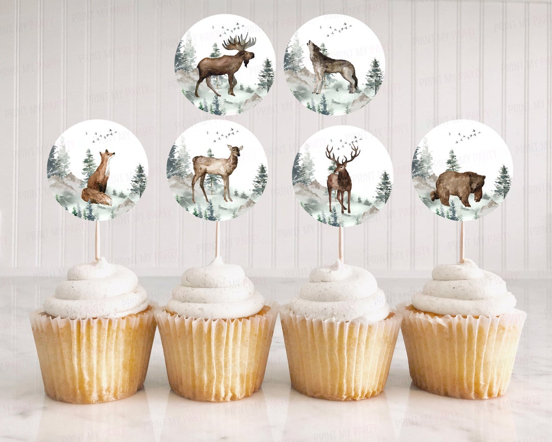 Woodland Cupcake Toppers, Forest Birthday Party Decorations, Woodland ...