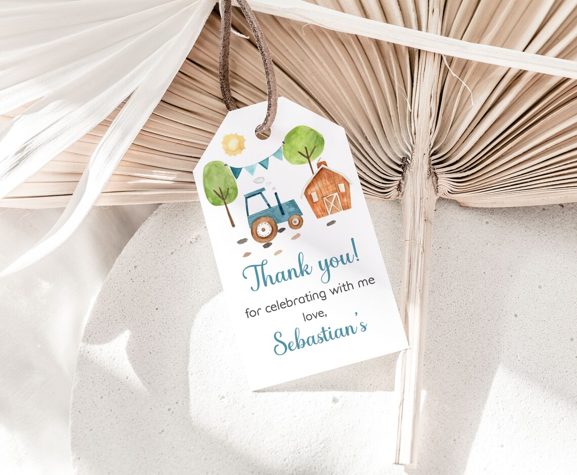 Tractor Thank You Tags Farm Thank You Tags Barnyard Baby - Etsy