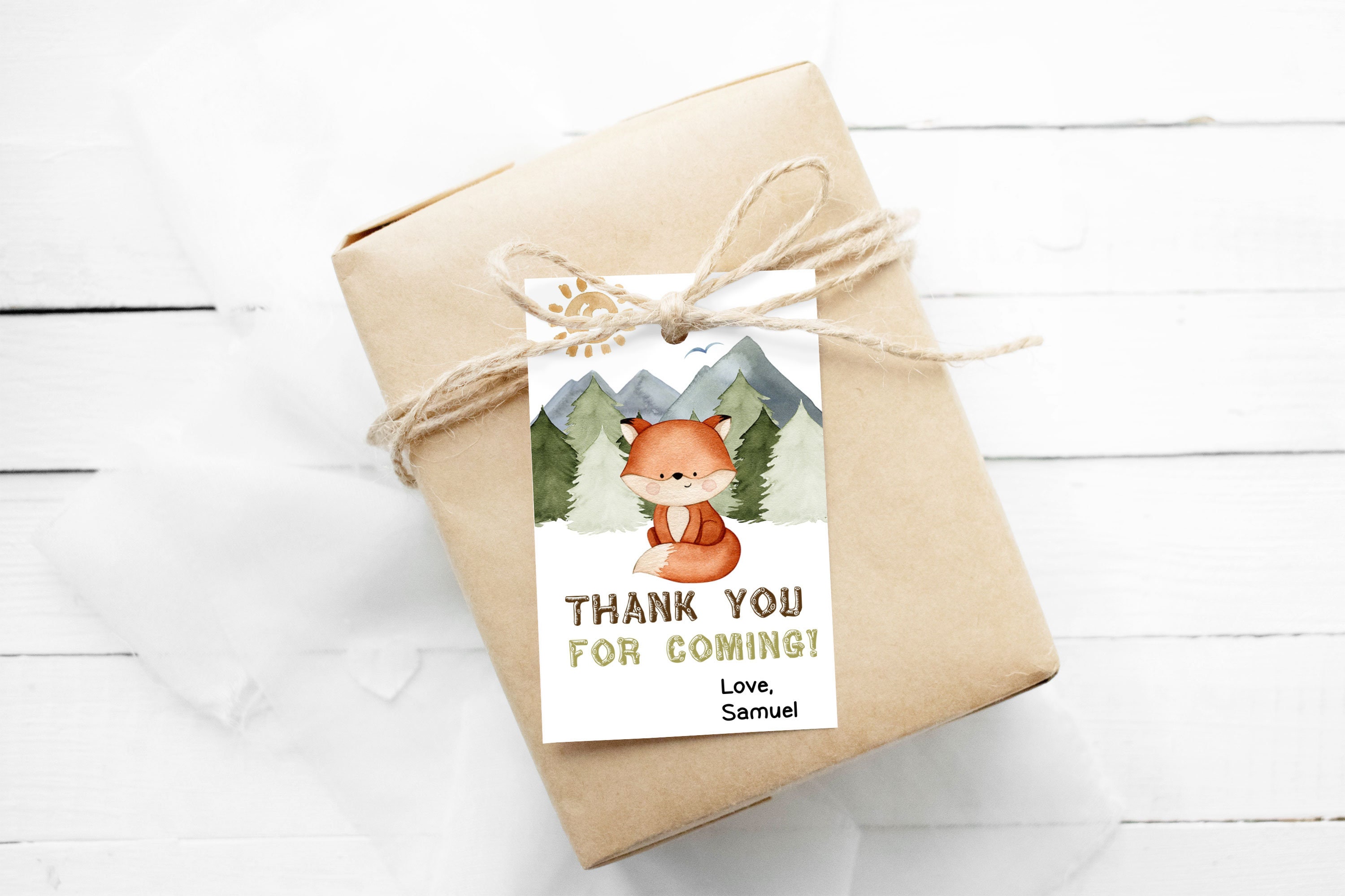 EDITABLE Fox Thank You Tags Custom Woodland Birthday Favor - Etsy