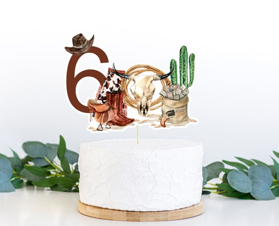 Cowboy cake topper 6 birthday, Rodeo Centerpiece, Wild west party table ...