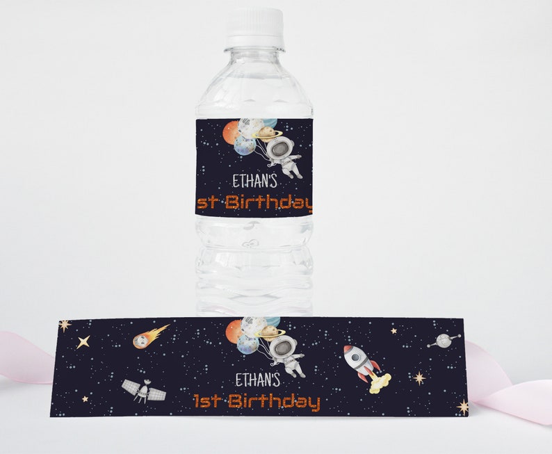 EDITABLE Space water bottle labels Outer Space Birthday | Etsy
