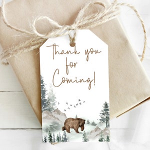 Bear Thank You Tags, Woodland Baby Shower Printables, Forest Birthday ...